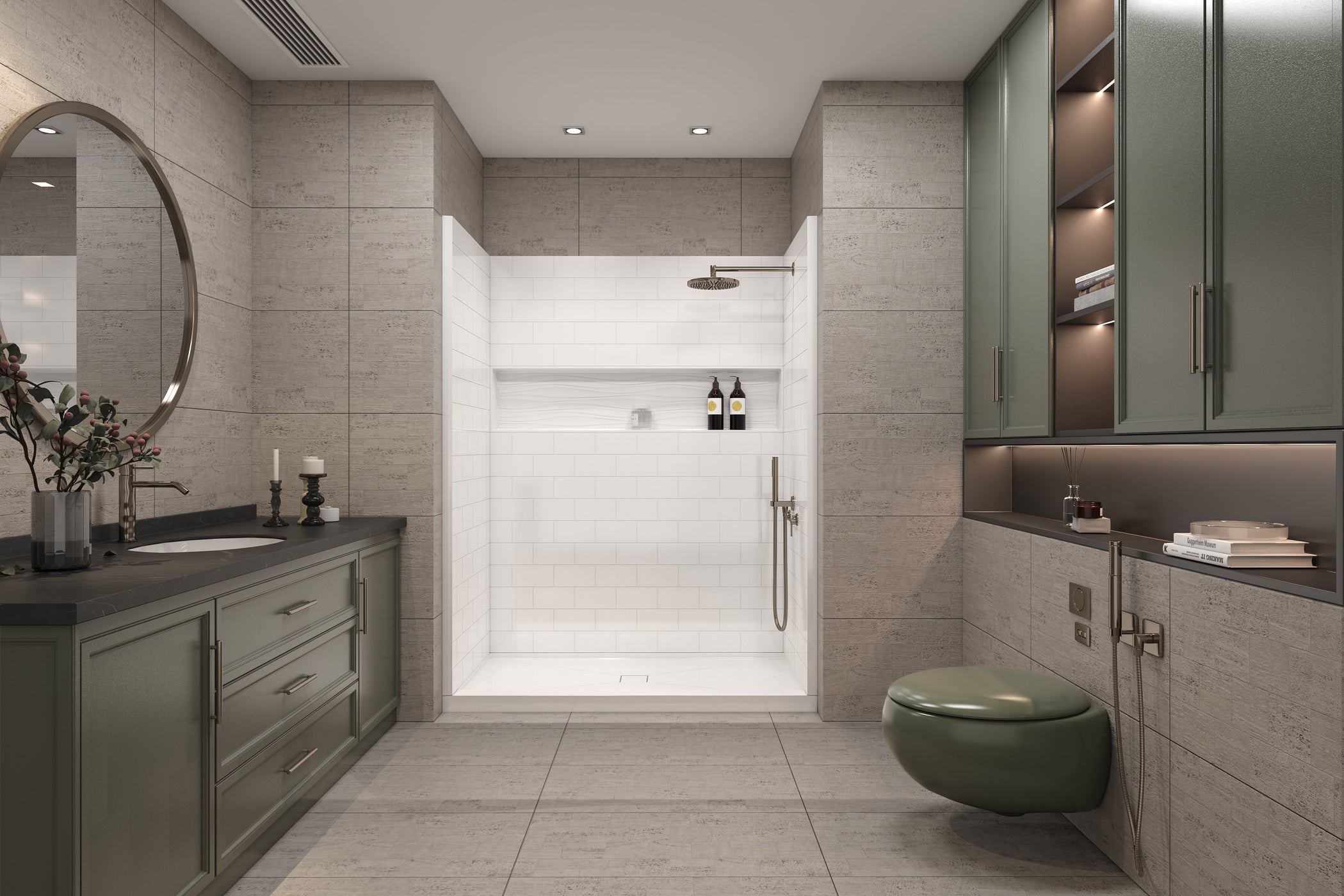 Vanity Art Kenric 60" 4-Piece Direct-to-Stud Alcove Shower Wall Kit